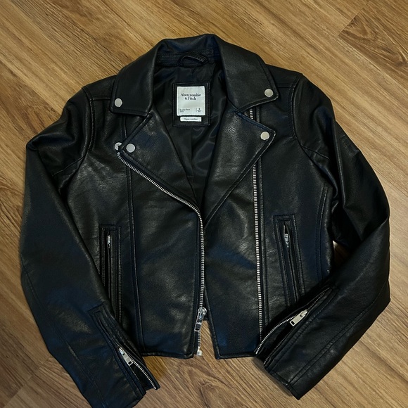 Abercrombie & Fitch | Jackets & Coats | Abercrombie Fitch Black Vegan ...